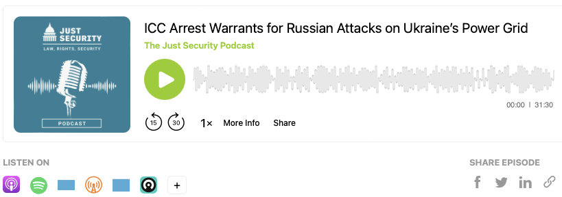 ICC Arrest Warrants for Russia’s Attacks on Ukraine’s Power Grid