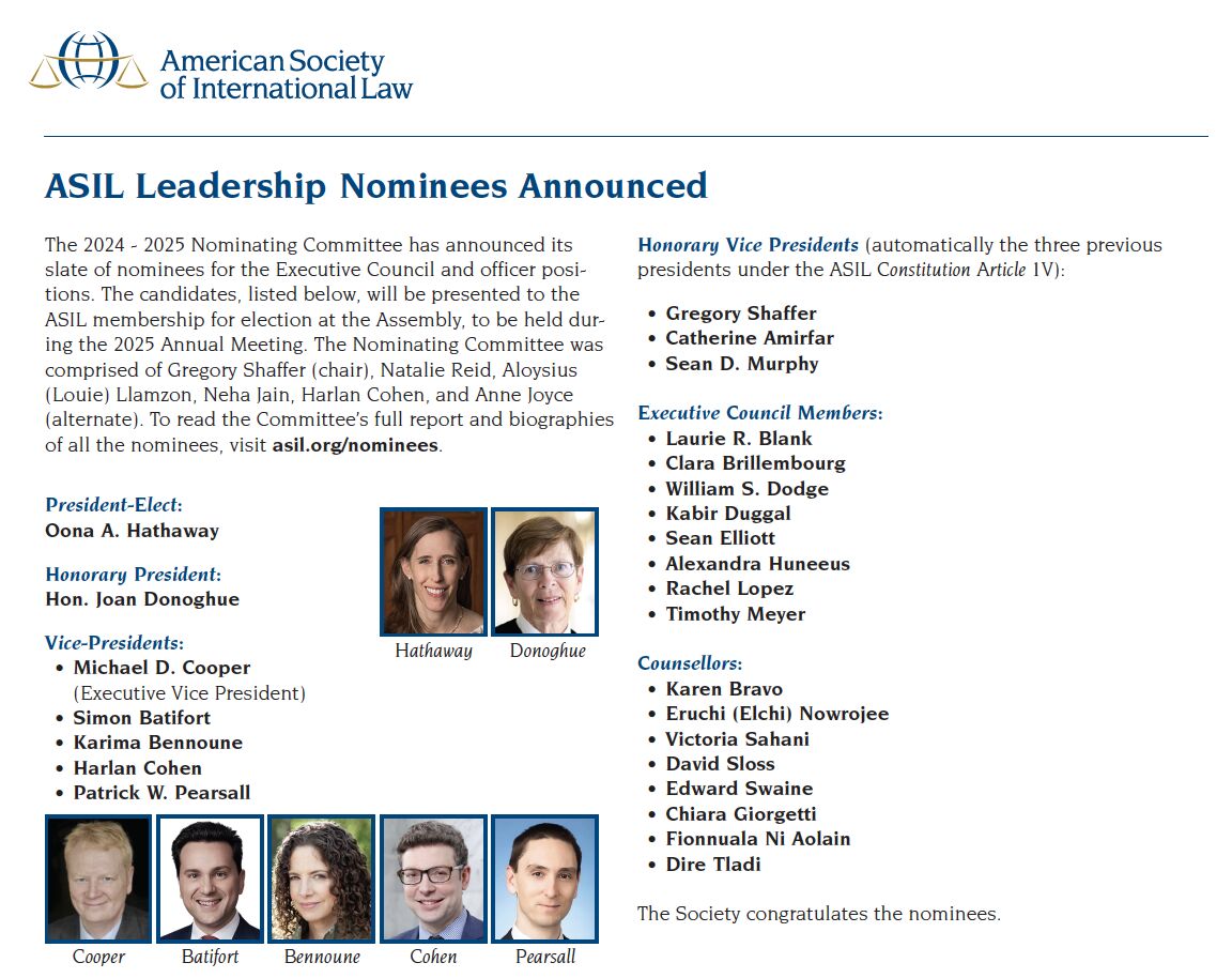 Executive Editor Oona Hathaway nominated President-elect of ASIL - Just Security